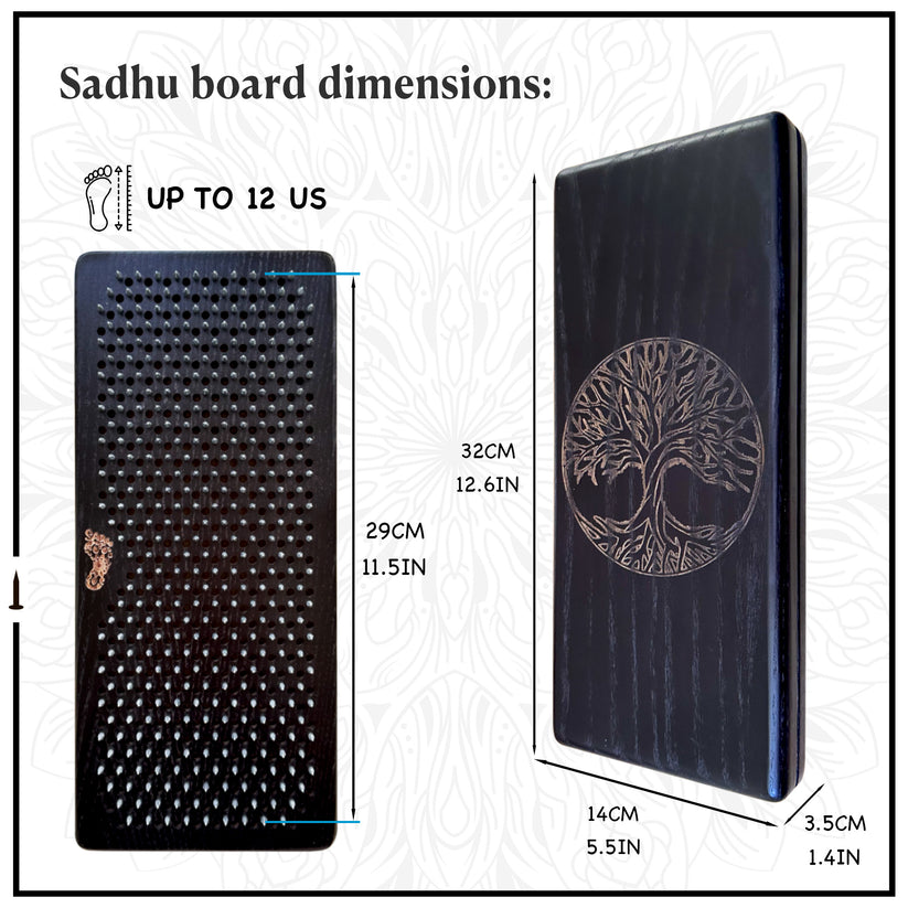 Sadhu Board, 100% Ash, Nails Step 10mm, Tree of Life Black